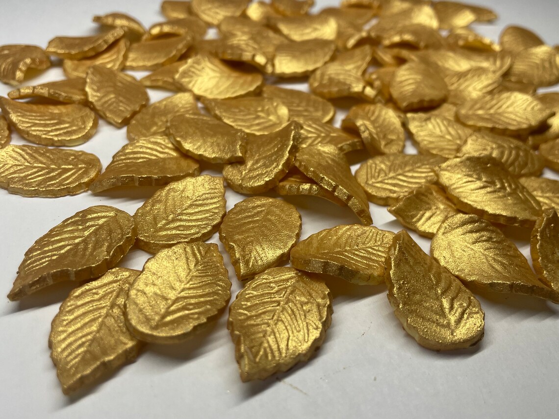 Gold Fondant Leaves in 3 Sizes Topper Decorations-vegan - Etsy