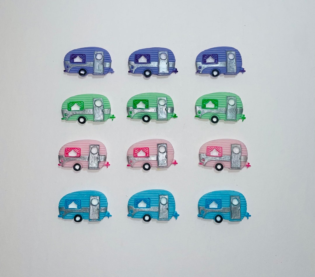 Fondant Handpainted Tiny RV Camper Toppers for Cakes, Cupcakes or Cake ...