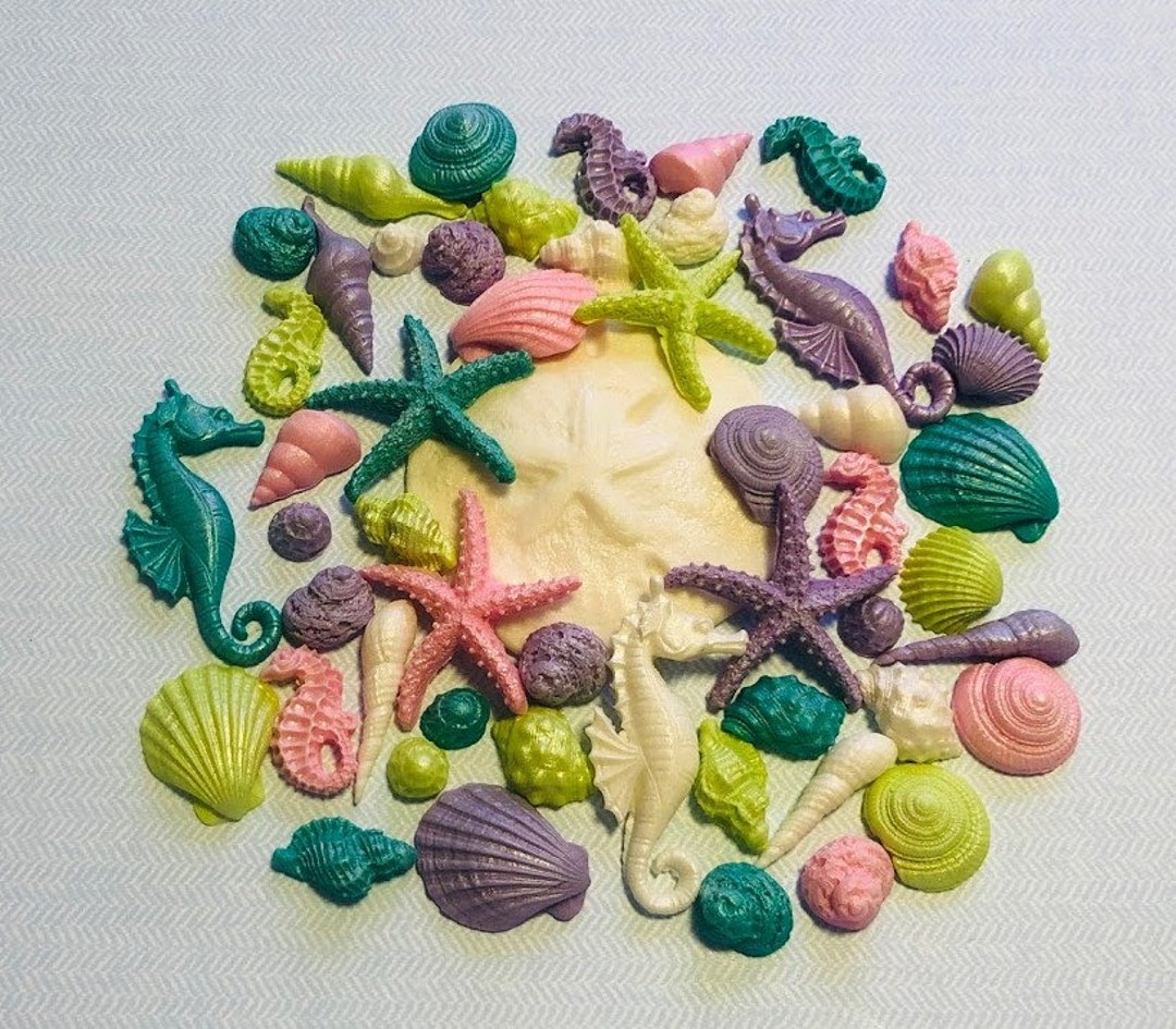 25 or 50 Edible Sugar Seashells Underwater Theme Beach Fondant Cake or ...