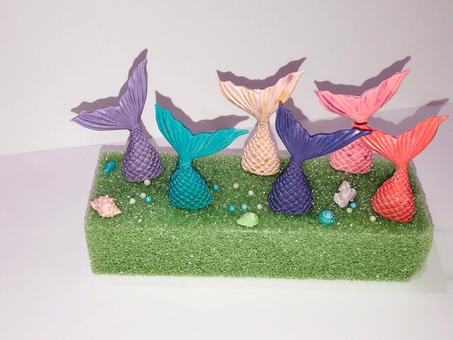 Fondant Edible Pearl Dusted Mermaid Tails Under the Sea Birthday Party ...