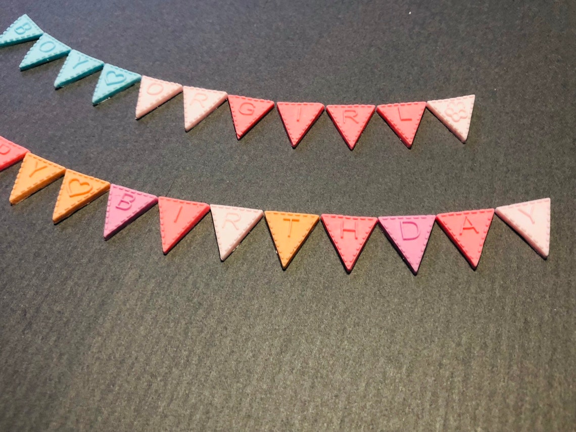 Fondant Edible Banner Letters Cake Decorations Gender Reveal - Etsy