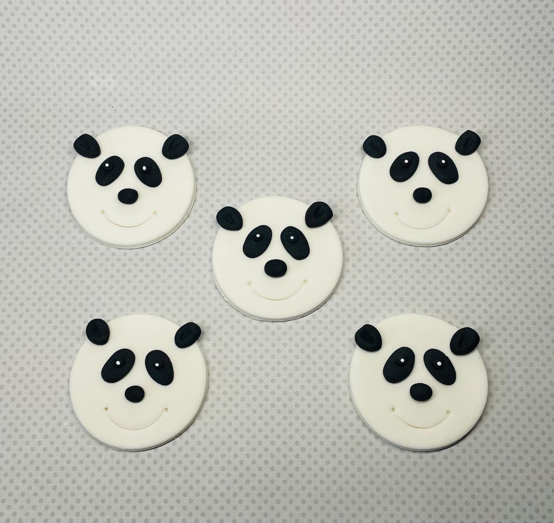 Fondant Edible Panda Cupcake Toppers - Safari Theme - Jungle - Vegan ...