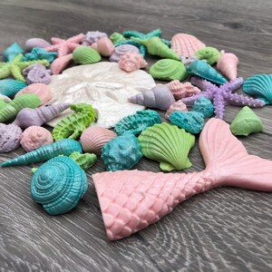 25 or 50 Edible Sugar Seashells Underwater Theme Beach Fondant Cake or ...
