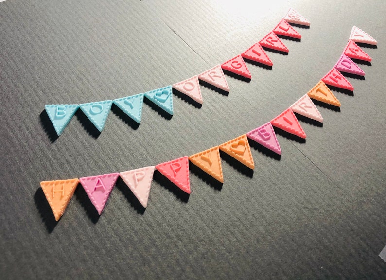Fondant Edible Banner Letters Cake Decorations Gender Reveal Birthday ...