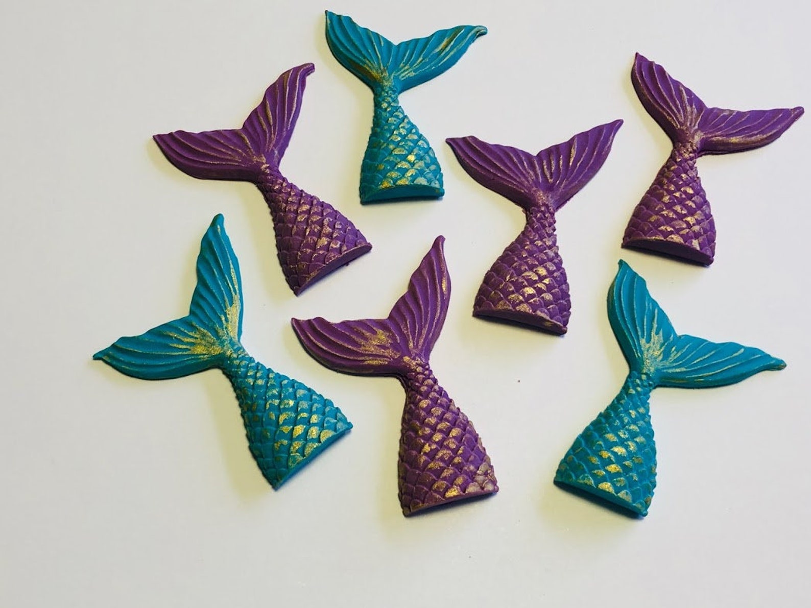 Fondant Edible Pearl Dusted Mermaid Tails Under the Sea Birthday Party ...