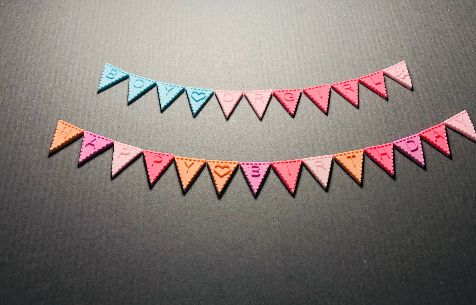 Fondant Edible Banner Letters Cake Decorations Gender Reveal Birthday ...