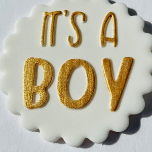 12 Baby Shower Boy Fondant Edible Toppers With Gold or Silver Details ...