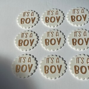 12 Baby Shower Boy Fondant Edible Toppers With Gold or Silver Details ...
