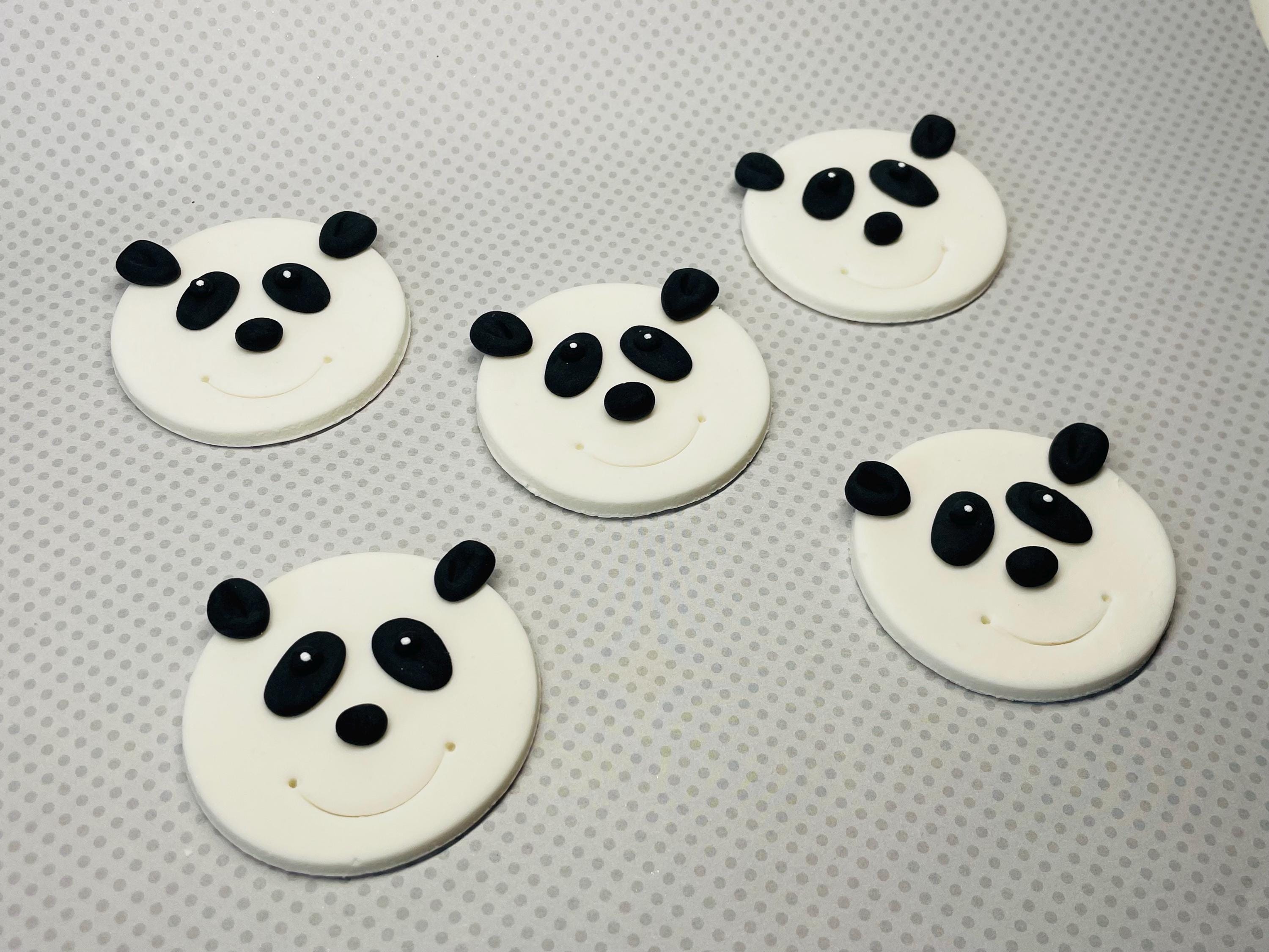 Fondant Edible Panda Cupcake Toppers - Safari Theme - Jungle - Vegan ...
