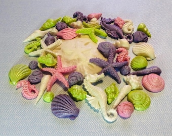 25 or 50 Edible Sugar Seashells Underwater Theme Beach Fondant - Etsy