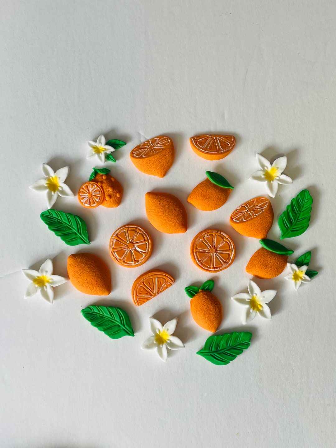 22 Edible Mini Fondant Orange Slices: Cake & Cupcake Decorations, Vegan ...