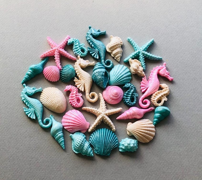 Fondant Seashells Set Perfect for Cake or Cupcake Decorations | Etsy