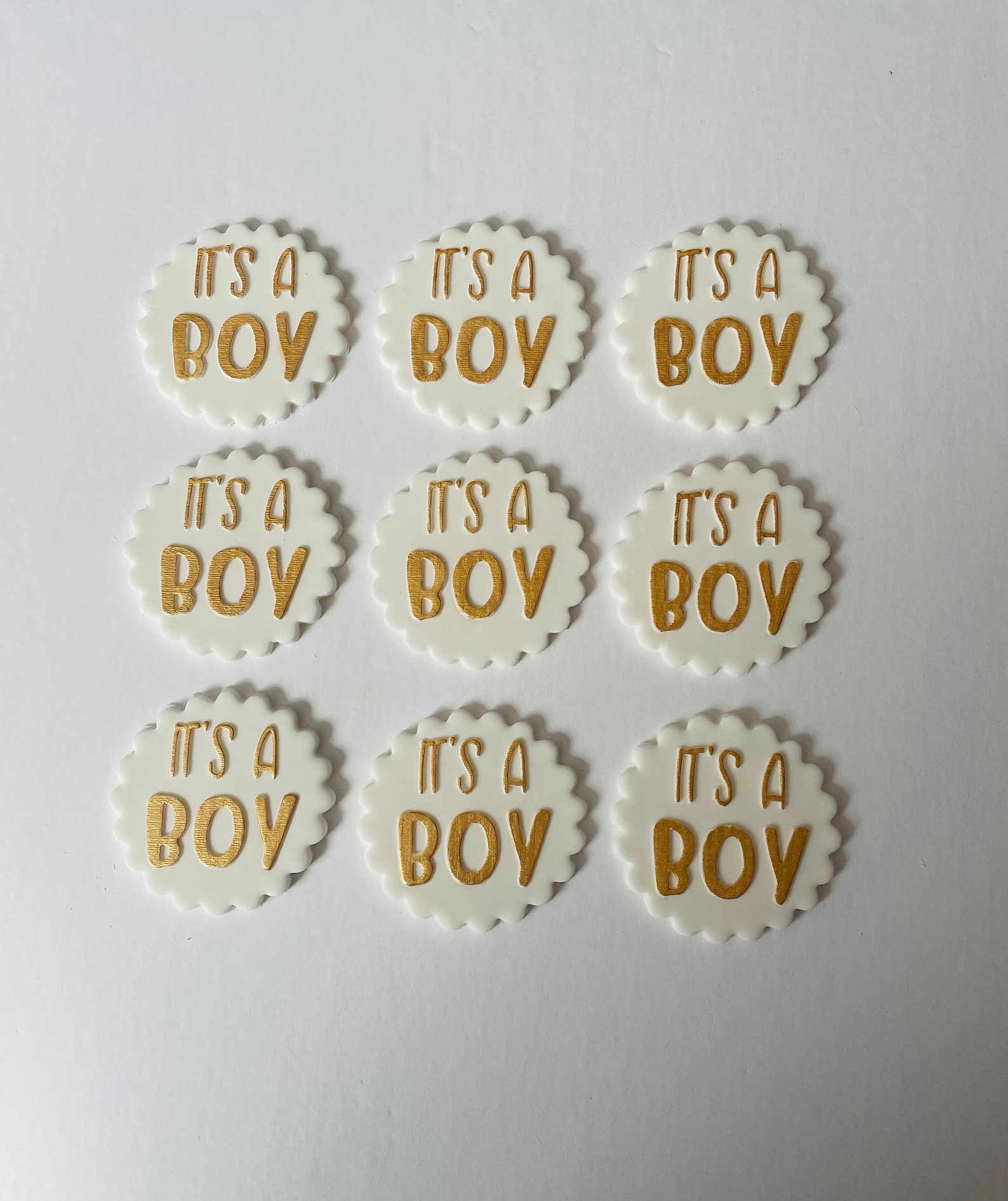 12 Baby Shower Boy Fondant Edible Toppers With Gold or Silver Details ...