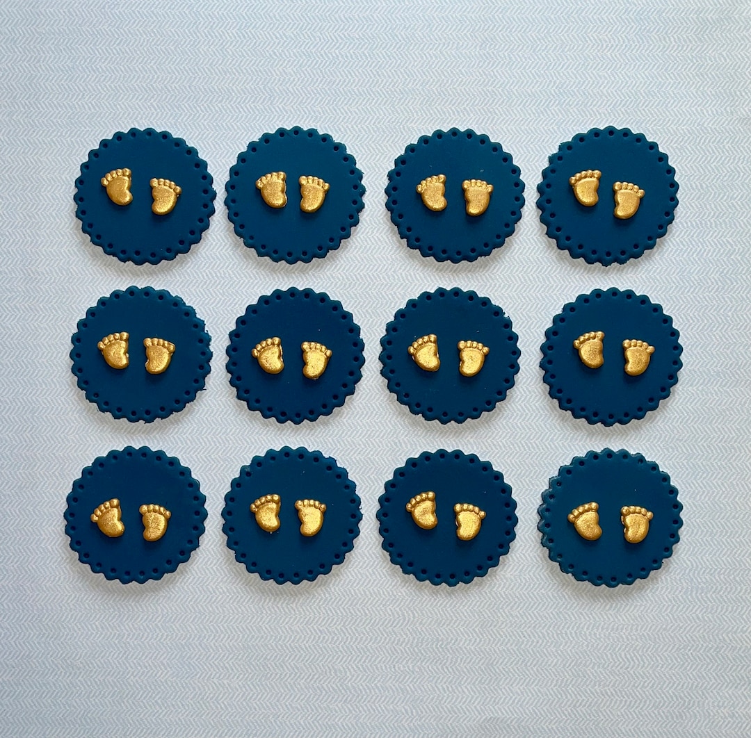 Baby Shower Gender Reveal Boy or Girl Fondant Edible Cupcake Toppers ...