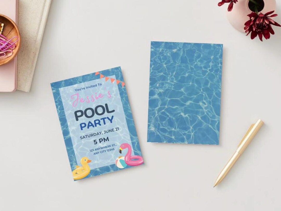 Pool Party Invitation Template, Pool Party Birthday, Swimming Themed ...