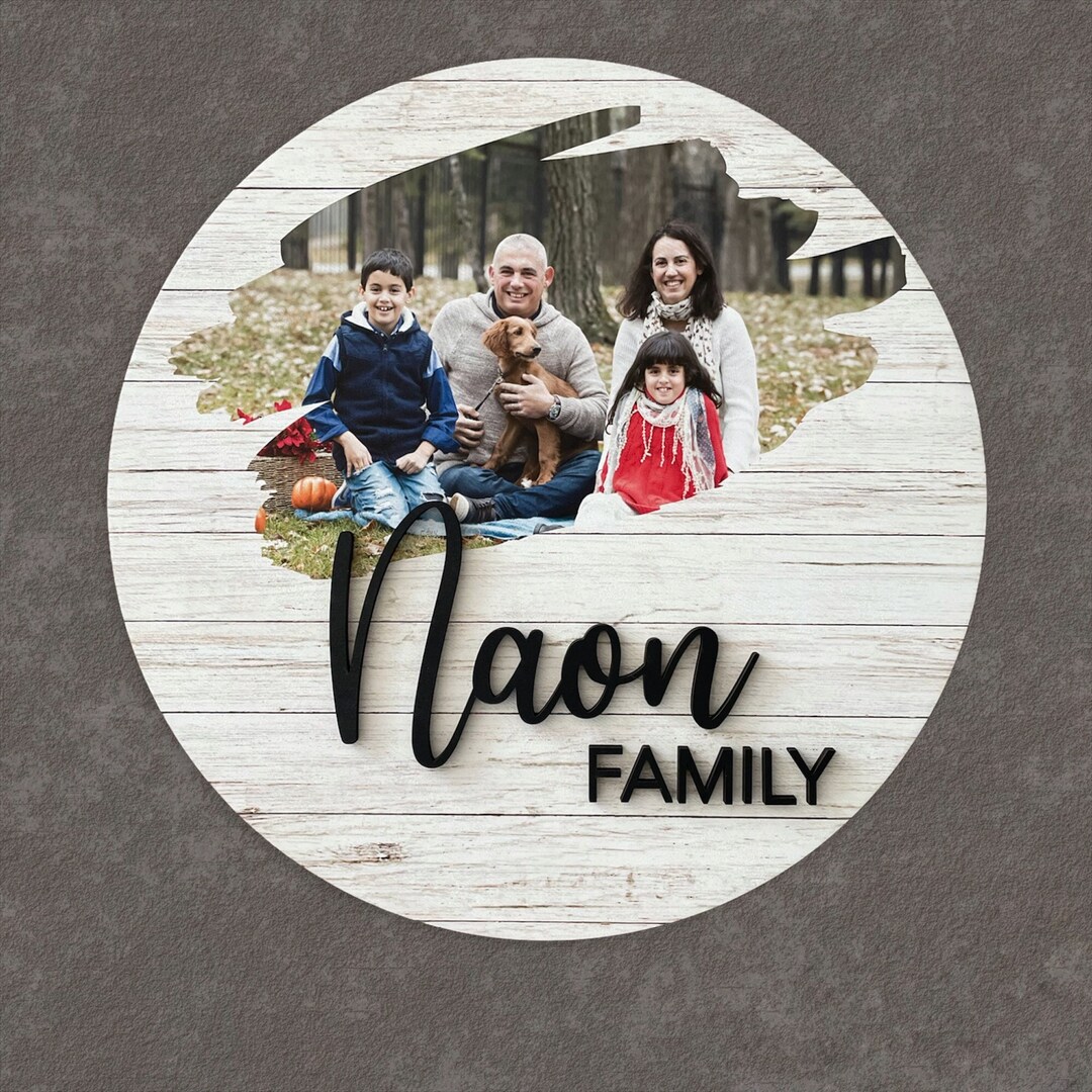 Family Photo Name Sign, Personalized Photograph Wall Decor, Family ...