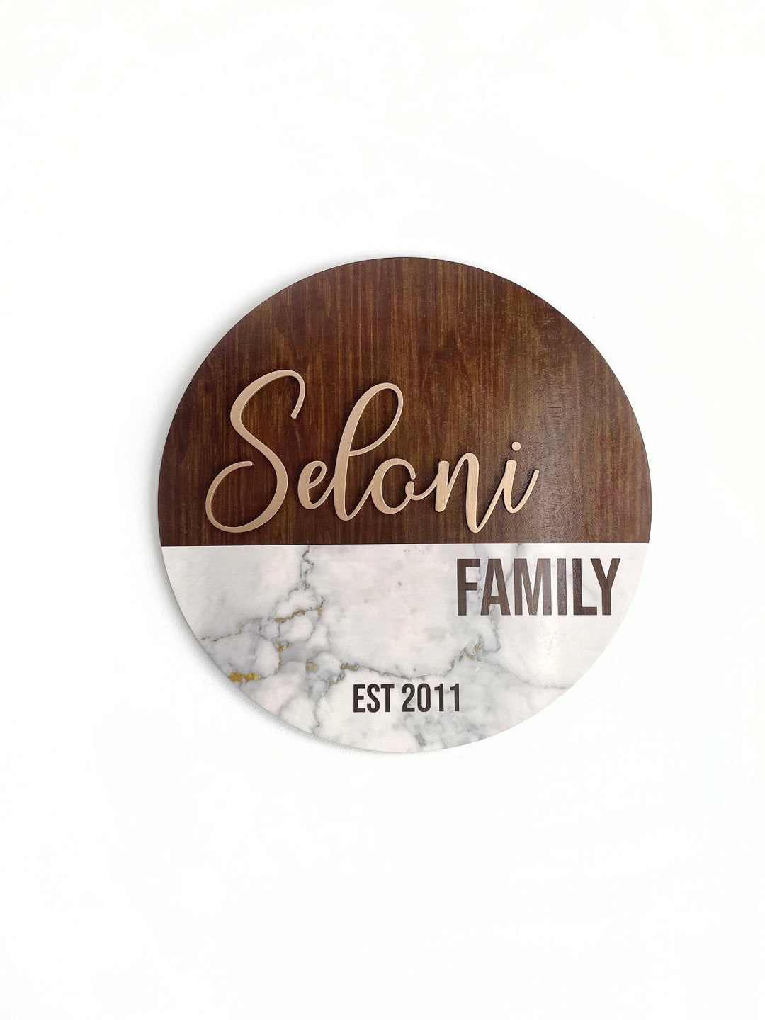 Marble Look Gold Family Name Sign / Personalized Wall Decor / Last Name ...