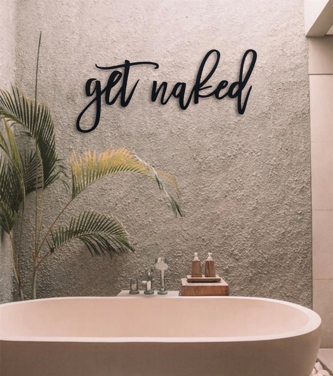 Get Naked Wooden Letters Cut Out Bathroom Decor, Funny Wall Art, Laser ...