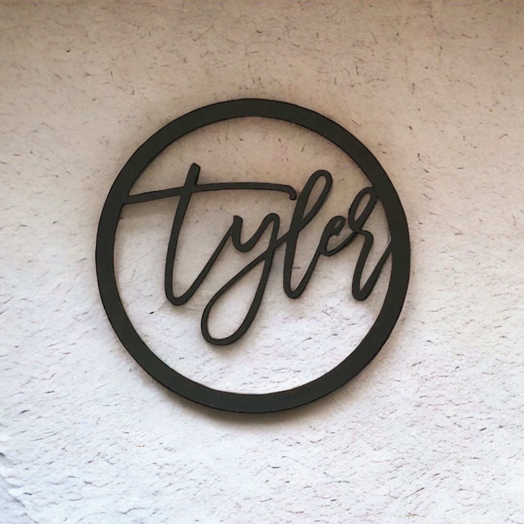 Custom Name Cut Out Round Wooden Wall Decor, Laser Cut Names Nursery ...