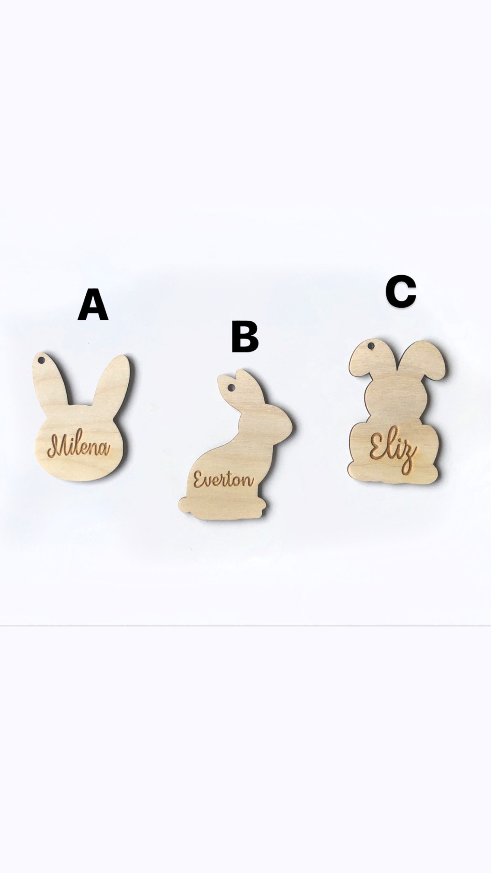 Personalized Easter Basket Tags, Wood Laser Cut Easter Bunny Tag ...