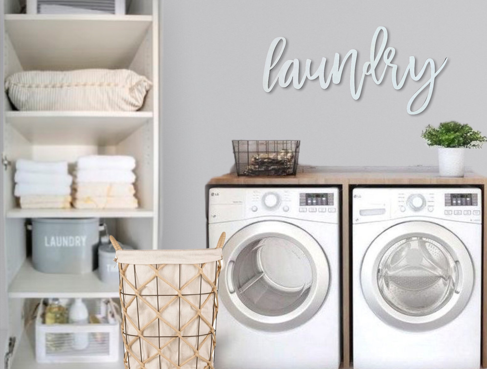 Laundry Wood Word Cut, Bathroom Wall Decor, Laser Cut Wooden Laundry ...