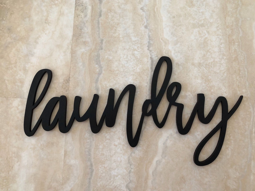 Laundry Wood Word Cut, Bathroom Wall Decor, Laser Cut Wooden Laundry ...