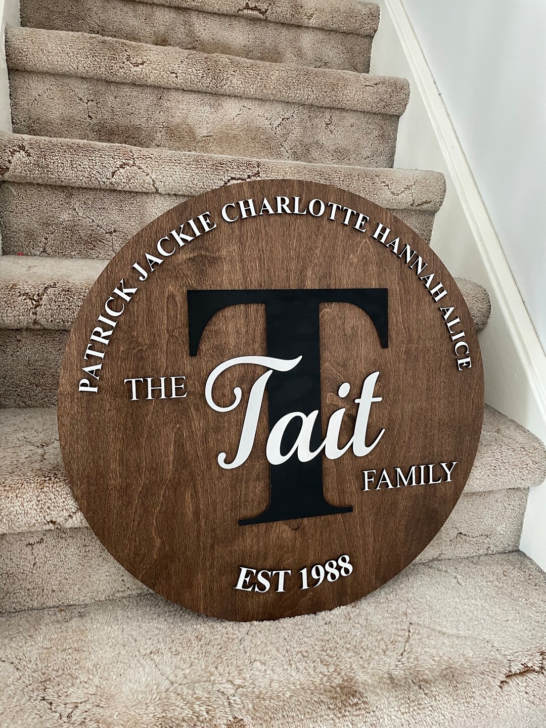 Personalized Initials Monogram Wood Last Name Sign, Family Wall Decor ...