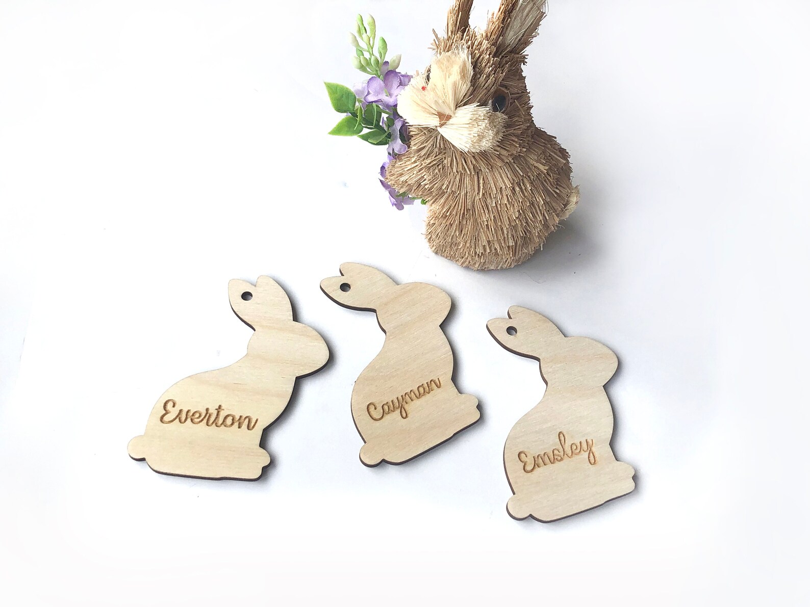 Personalized Easter Basket Tags, Wood Laser Cut Easter Bunny Tag ...