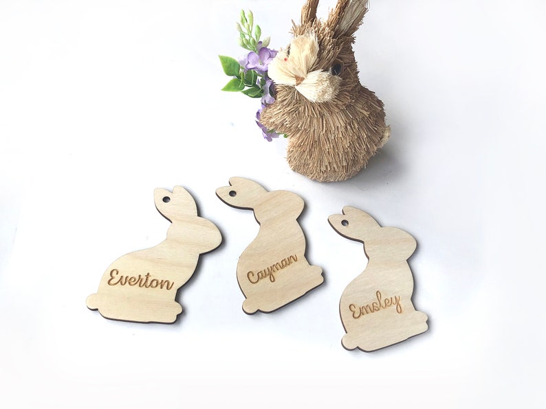 Personalized Easter Basket Tags, Wood Laser Cut Easter Bunny Tag ...