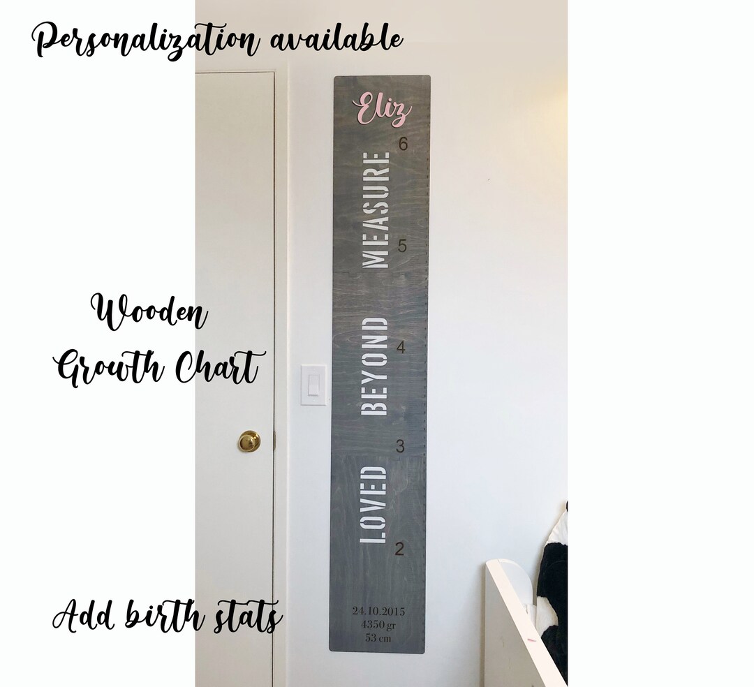 Engraved Metric Growth Chart Ruler | Hanging Toddler Baby Measure ...