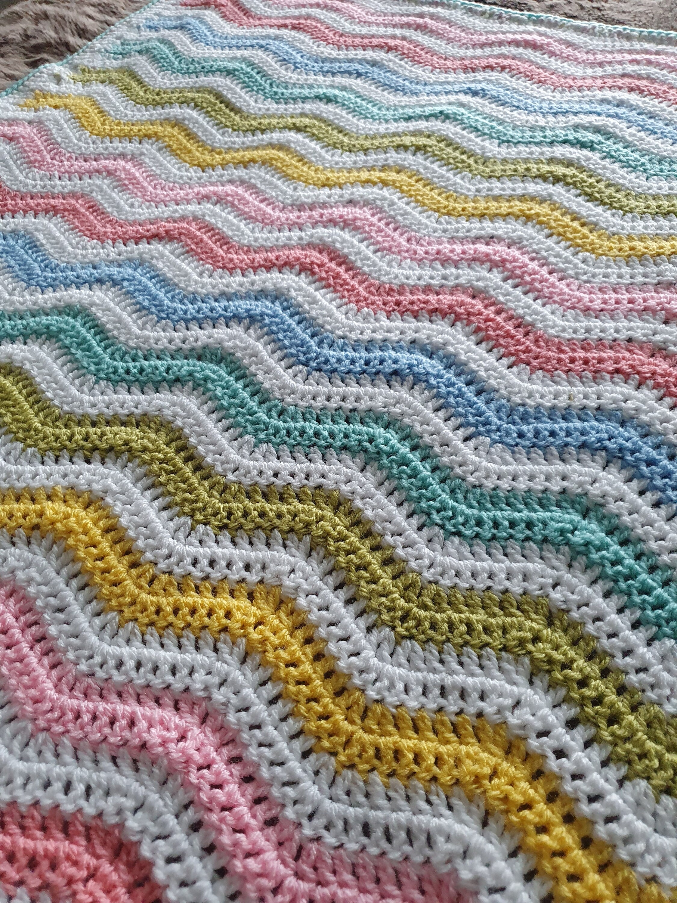 Rainbow Ripple Crochet Baby Blanket - Etsy