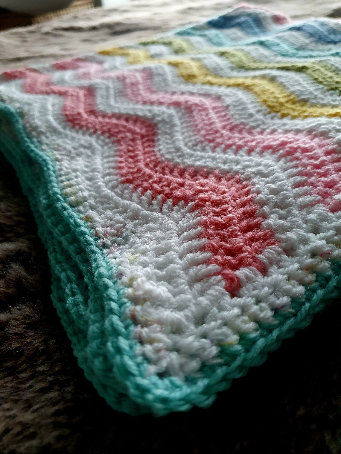 Rainbow Ripple Crochet Baby Blanket - Etsy