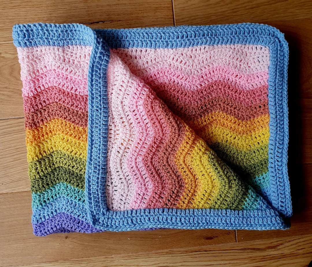 Rainbow Ripple Crochet Baby Blanket - Etsy