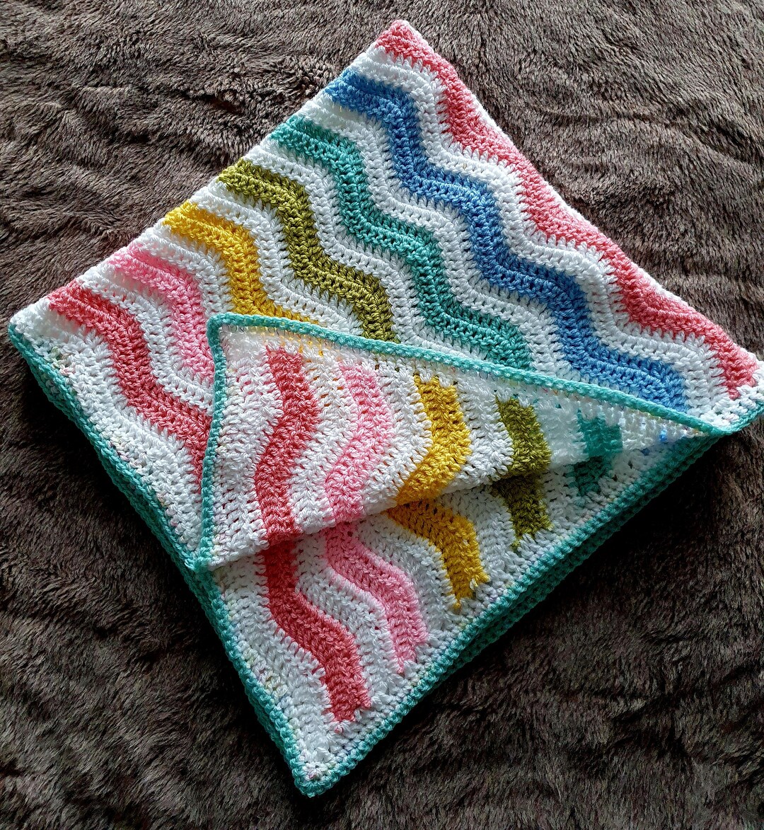 Rainbow Ripple Crochet Baby Blanket - Etsy