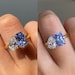 Toi Et Moi Blue Radiant Cut Engagement Ring, 14k Solid Gold Two Stone ...