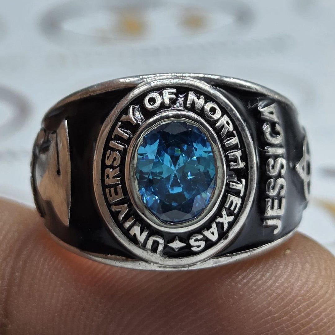 Custom University of North Texas Class Ring for Women With Blue ...