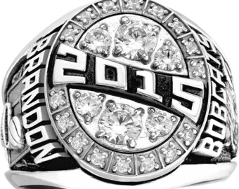 Personalized Sterling Silver/ 10K Gold Band Class Ring for Men With ...