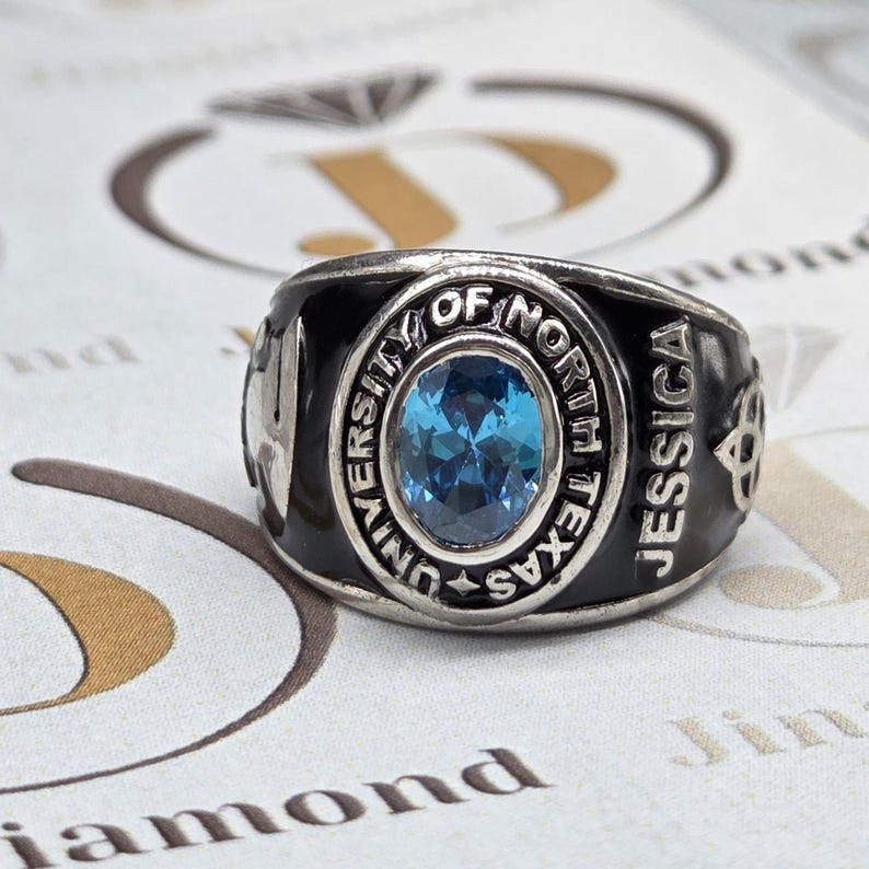Custom University of North Texas Class Ring for Women With Blue ...