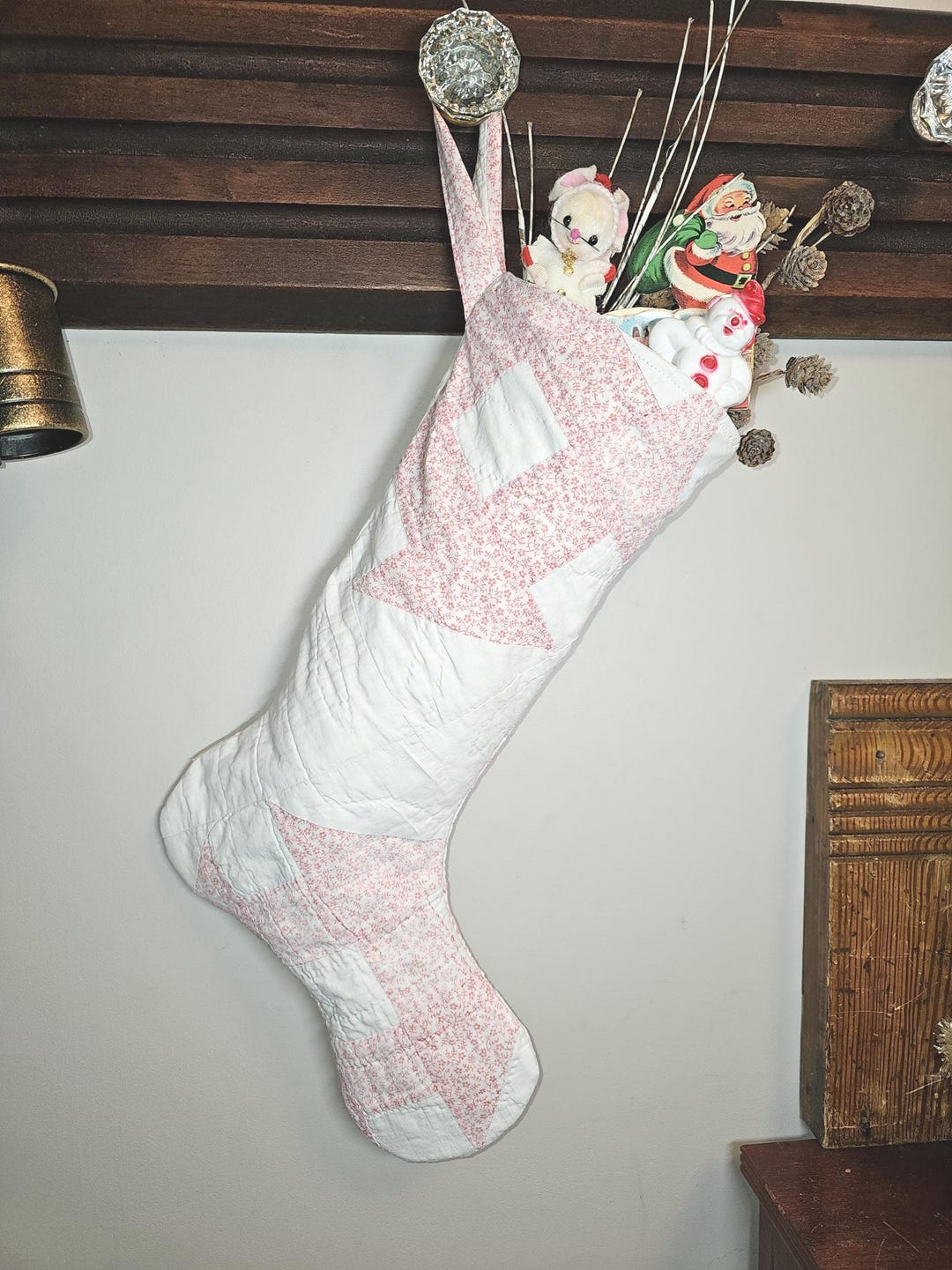 Double Sided Vintage Quilt Christmas Stocking Sock - Etsy