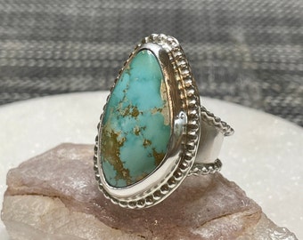 Royston Turquoise Ring/ Sterling Silver Ring/ Square Ring/ Turquoise ...