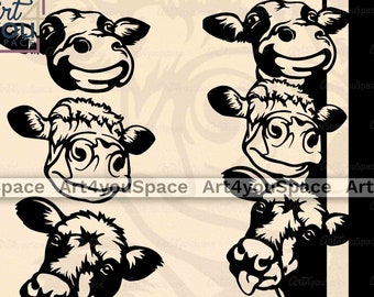 Cows Svg Cricut, Heifer Png, Funny Farm Animal Clipart Download, Face ...