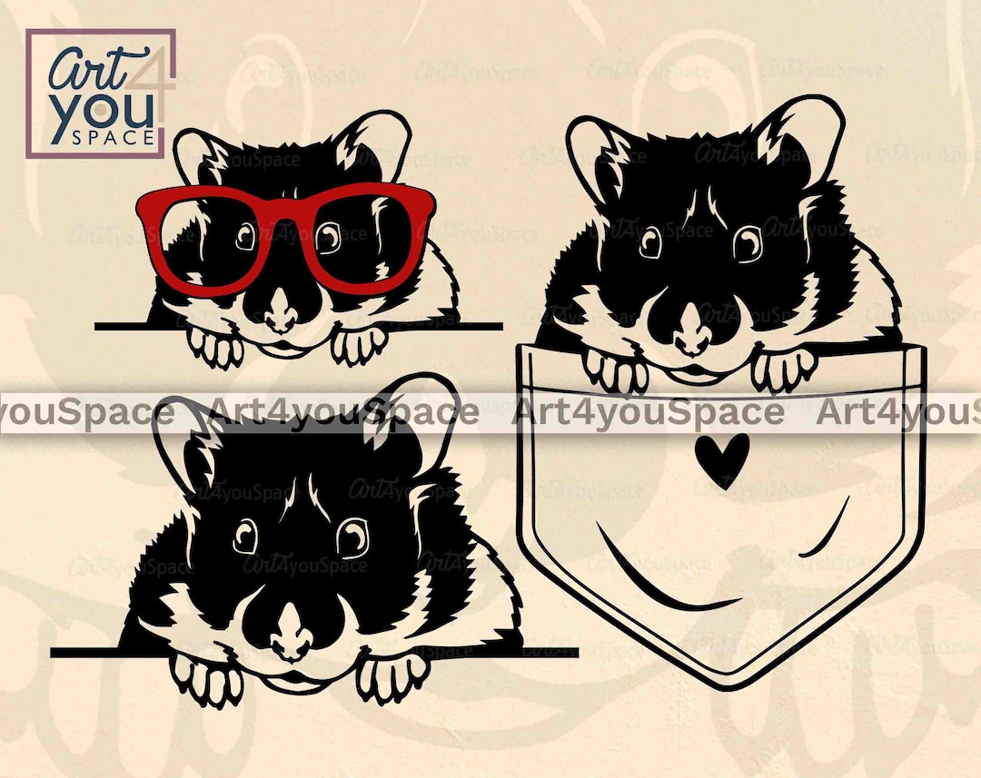 Hamster Svg Files for Cricut, Cute Pet Clipart, Domestic Animal Glasses ...