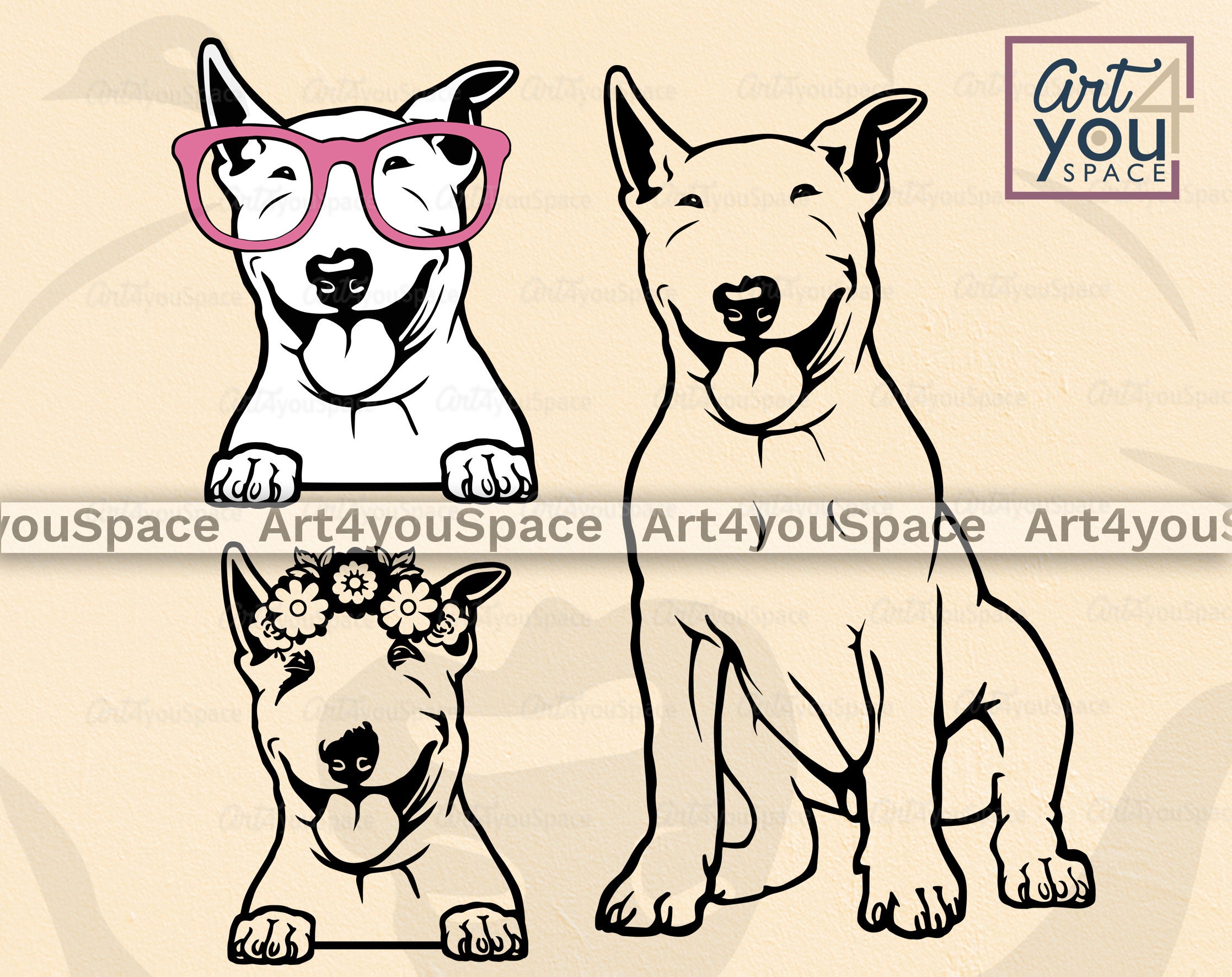 Bull Terrier Svg Dog Svg Files for Cricut Floral Clipart - Etsy Australia