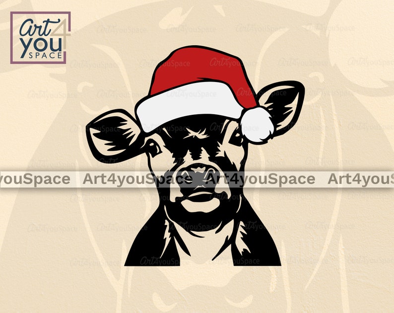 Cow Christmas SVG Set Heifer Santa Hat Clipart Calf Xmas - Etsy