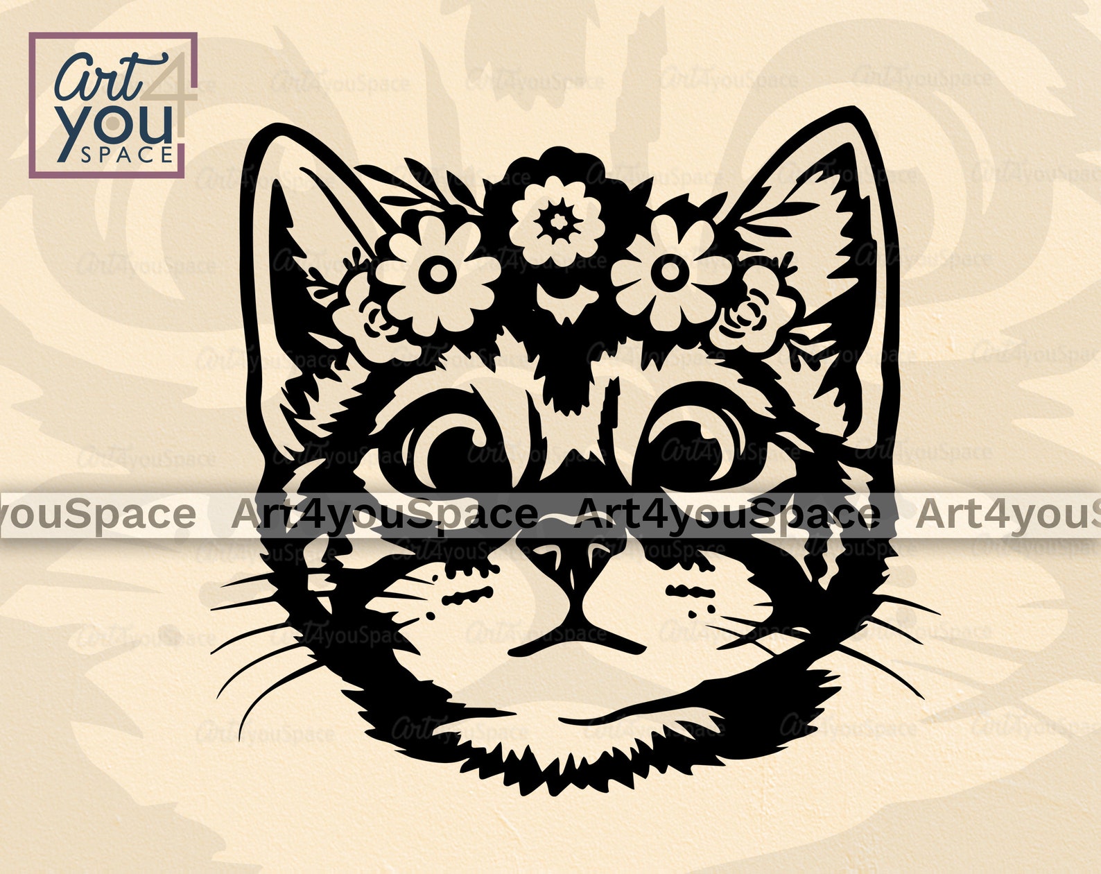 Cute Cat Face Svg Files for Cricut Cat Head Flowers Clipart - Etsy