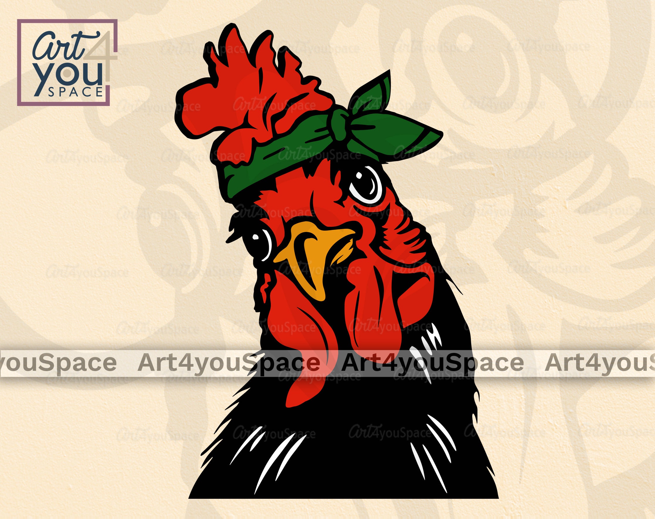 Rooster With Bandana Svg Files for Cricut, Clipart Farm Animal, Chiken ...