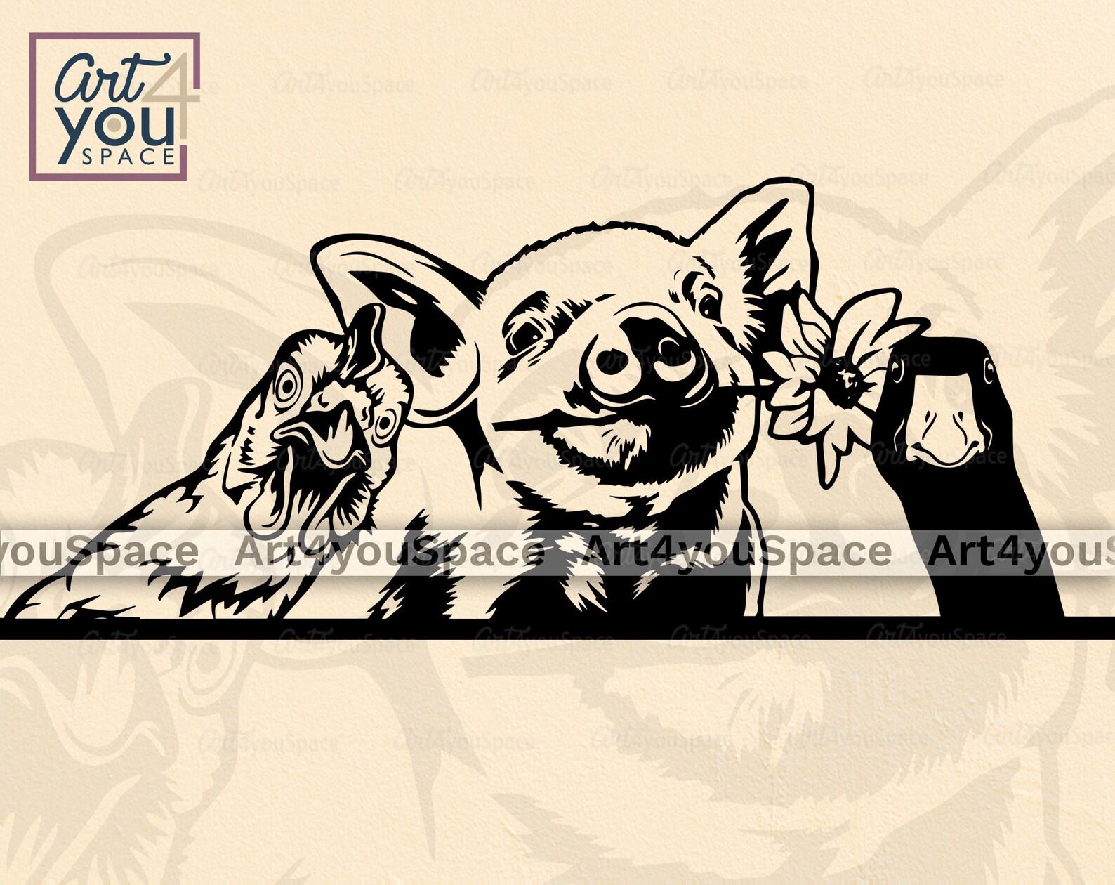 Farm Animals Clipart, Svg Files for Cricut, Pig Chicken Roster Turkey ...