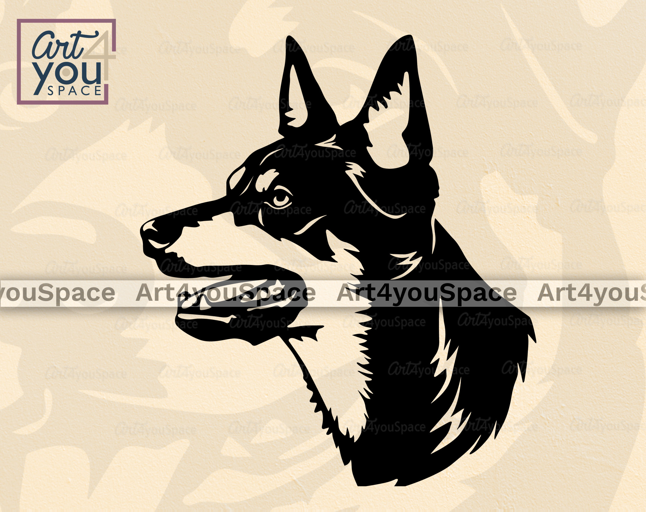 Australian Kelpie dog svg files for Cricut face clipart | Etsy