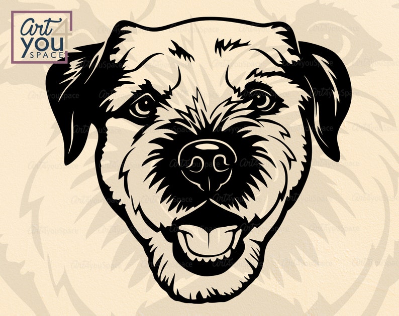 Border Terrier Dog Svg Files for Cricut, Face Head Vector Image ...