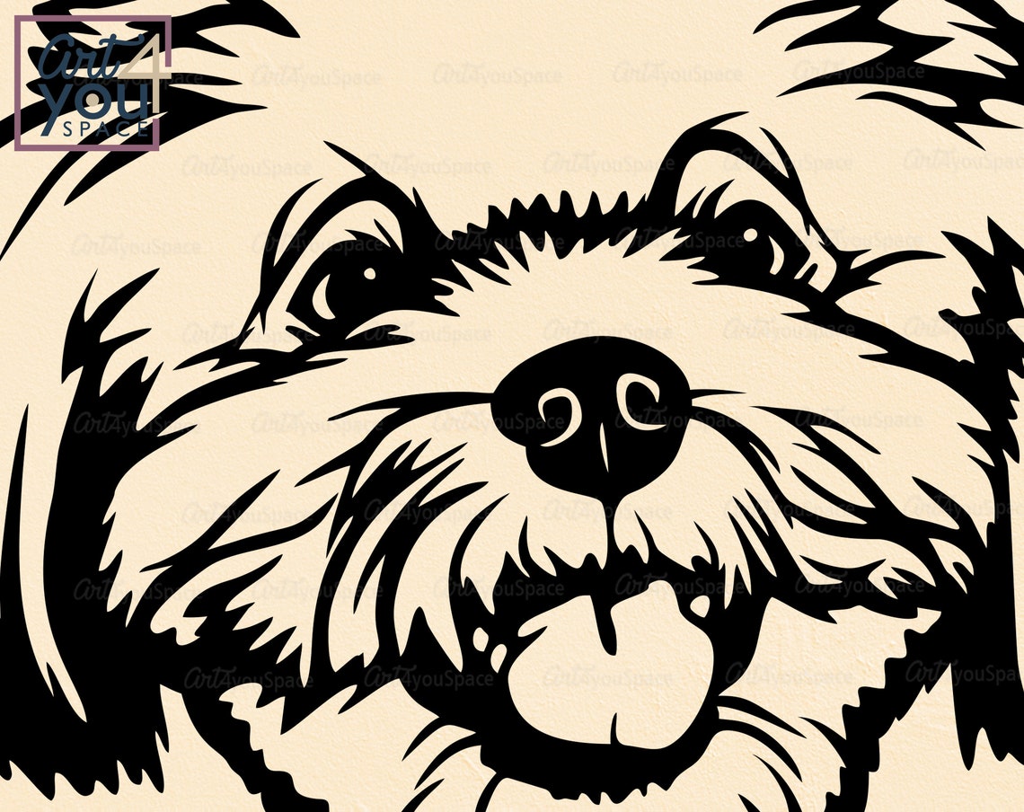 Maltese puppy svg dog svg cricut cute Face Head funny | Etsy